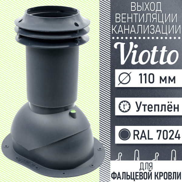 Выход Viotto 110 мм (RAL 7024) серый для фальца - купить с доставкой по ...