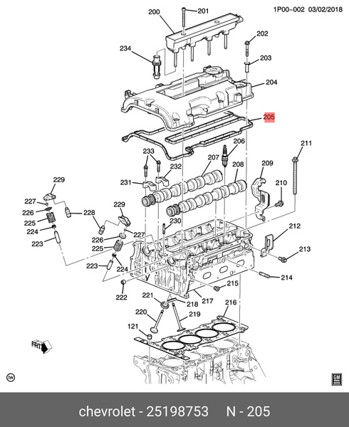 Прокладка крышки клапанов GM 25198753 - Digma арт. 25198753 - купить по ...