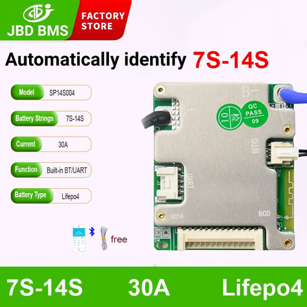 JBD BMS 30A 7S 8S 9S 10S 11S 12S 13S 14S 24V 36V 48V Поддержка непрерывного тока 30A пиковый 90A ...