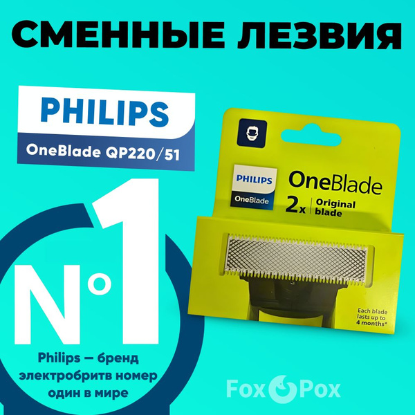 Сменные лезвия (насадки) Philips QP220/51 для OneBlade и OneBlade Pro ...