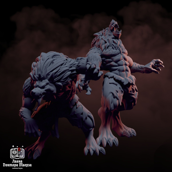 Характеристики Набор миниатюр для ДнД / DnD / для настольных игр , "Пара оборотней" в 32 ...