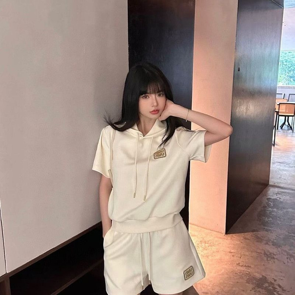 Комплект одежды Женский Miu Miu Спортивный темно синий размер 44 Хлопок рост 160 175 Китай