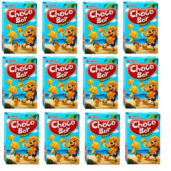 Choco Boy Печенье грибочки, Манго, 45 гр, 12 уп. - купить с доставкой ...
