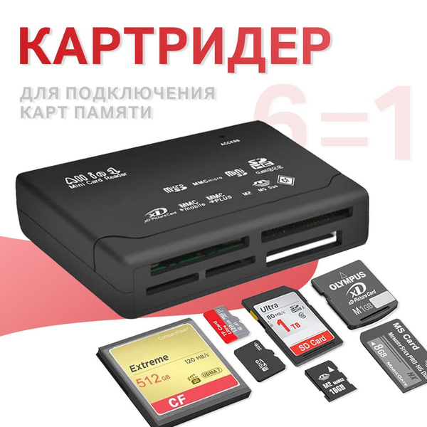 Мульти Картридер Все-в-1 для чтения карт памяти компьютера,micro sd usb ...