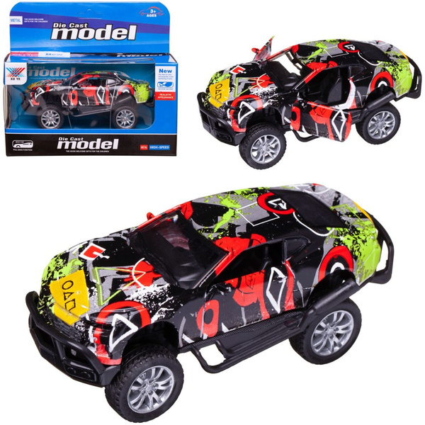 Машинка Junfa Джип граффити1:32 металлический с открывающимися дверцами инерционный, модель 3 ...