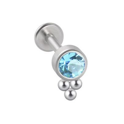 Интернал-лабрета 1,2 мм, стержень титан. Кристалл. IL2891, Aquamarine ...