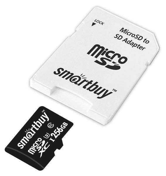 Карта памяти 256Gb MicroSD SmartBuy + SD адаптер (SB256GBSDCL10U3-01 ...