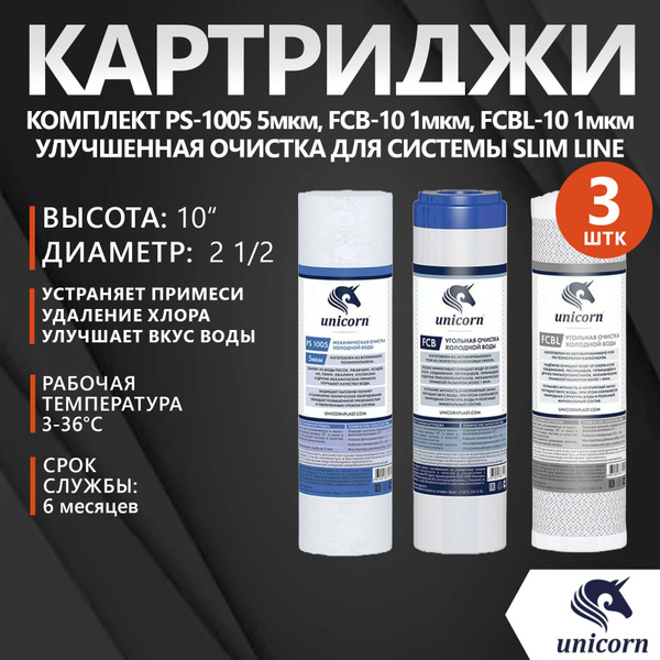 Картридж для фильтра воды комплект. Для системы Slim Line, диаметр 2 1/ ...