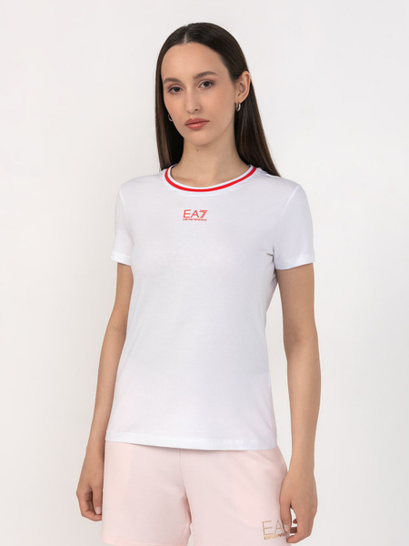 Футболка EA7, размер 46, 48, цвет белый, хлопок 72% модал 23% эластан 5% - купить по выгодной ...