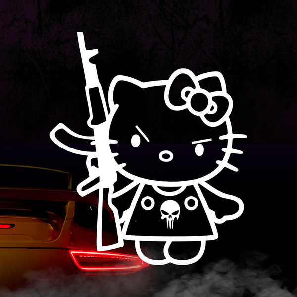 Наклейка Hello kitty с автоматом, белая - купить по выгодным ценам в ...