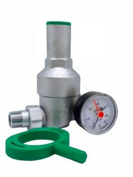 Редуктор давления 1/2" TIM ( НР-ВР) до 25 бар с американкой, манометром ...