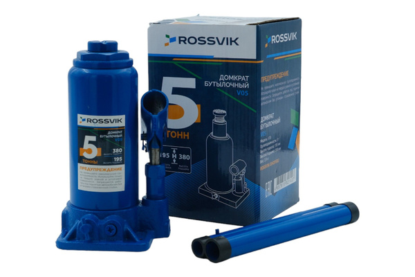 Домкрат бутылочный ROSSVIK V05, грузоподъемность до 5,0 т - купить с доставкой по выгодным ценам ...