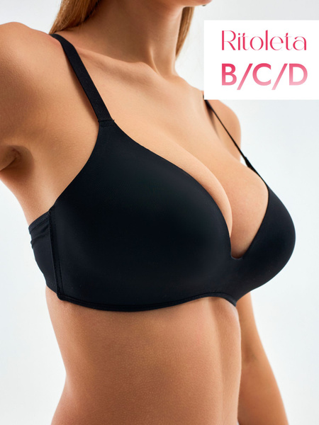 Бюстгальтер Женский Ritoleta без косточек, размер 95C черный Полиэстер, Эластан Повседневный ...