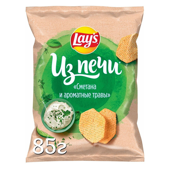 Чипсы картофельные Из печи со вкусом сметаны и ароматных трав, Lay’s, 85 г, Россия - в заказе 1 ...