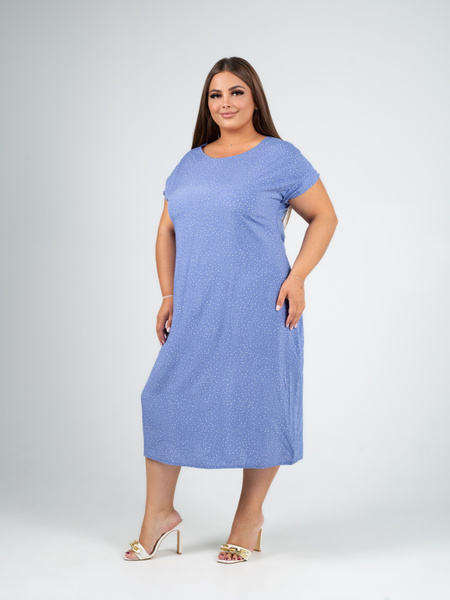 Платье Женский HELLO MODA! синий Повседневный Короткий Хлопок, Вискоза, размер 52 Без застежки ...