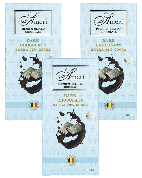 Шоколадная плитка Ameri Экстра Горький Шоколад 72% 100 гр. - 3 шт. - купить с доставкой по ...