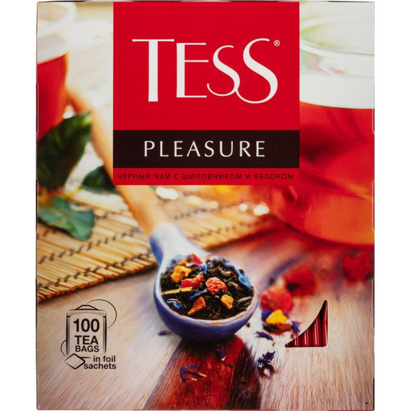 Чай черный TESS Pleasure с шиповником и яблоком 100 пак/уп, 0919-09 ...