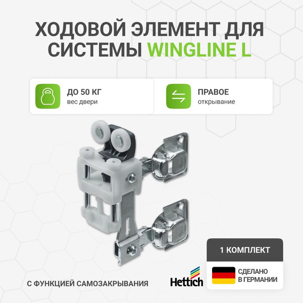 Ходовой элемент (ролик) для складной системы Hettich WingLine 770/L для дверей гармошка (книжка ...