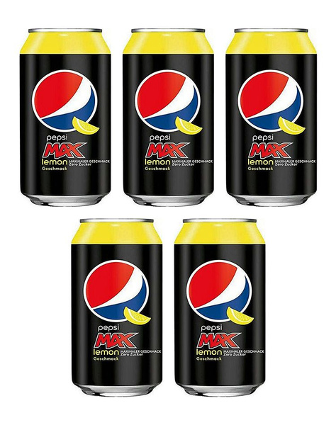 Газированный напиток Pepsi MAX Lemon со вкусом лимона без сахара, 5 шт ...