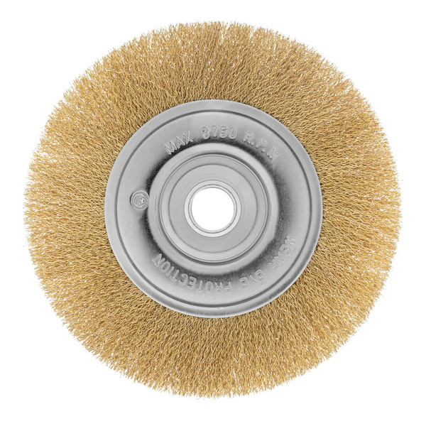 Щетка для УШМ, 200 мм, посадка 22.2 мм, плоская, латунированная витая ...