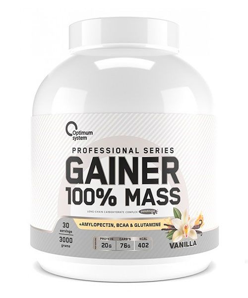 Гейнер 100% Mass Gainer Optimum System 3000 г, 30 порций (Ваниль ...
