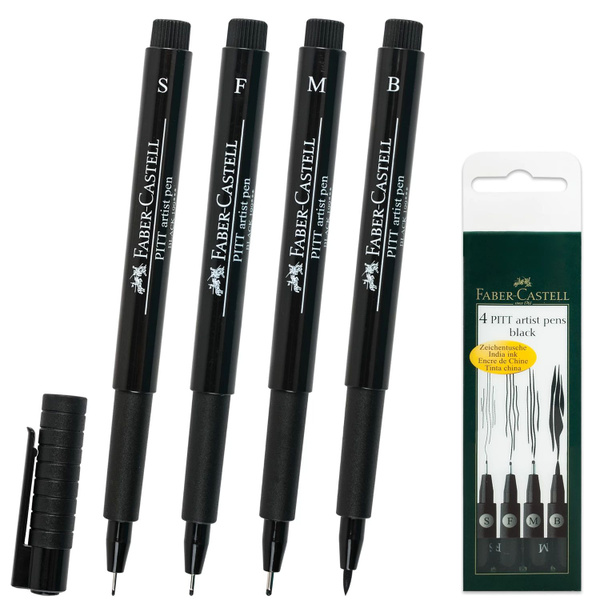 Набор капиллярных ручек Faber-Castell Pitt Artist Pen черные, 4шт ...