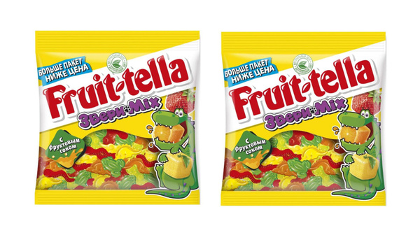 Мармелад жевательный Fruit-tella Звери Микс, 2 шт по 150 г - купить с доставкой по выгодным ...