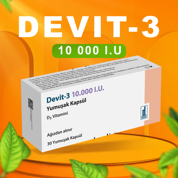 Витамин D3 - 10000 I.U, 30 капсул, Devit-3 Турция, Девит-3 - купить с доставкой по выгодным ...