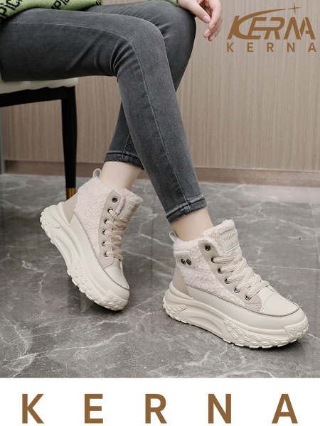 Дутики Женский KERNA бежевый лайт Мех искусственный, Хлопок Зима Без застёжки R (средняя) Китай ...