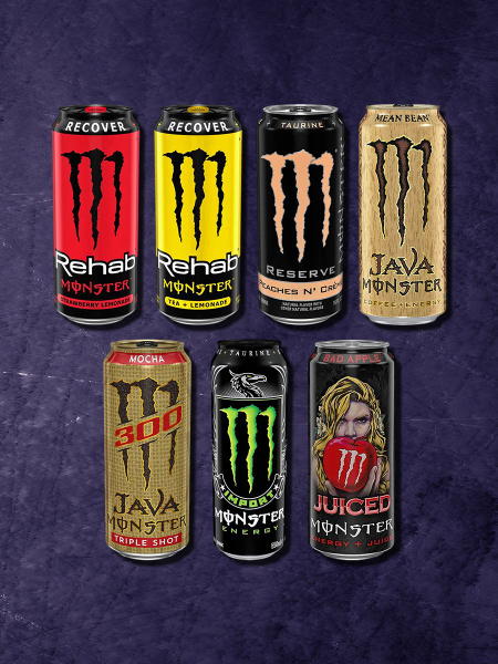 Набор из 7 энергетических напитков Monster Energy (Strawberry Lemonade ...