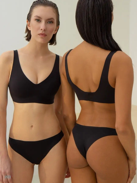 Бюстгальтер Женский Smelee без косточек, бесшовный, размер 40, 42 черный Полиамид, Эластан ...