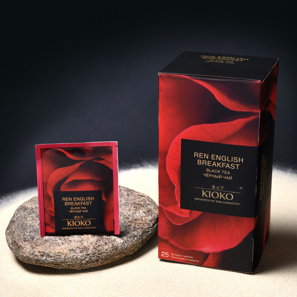 Чёрный чай в пакетиках KIOKO Ren English Breakfast, Premium, 25 шт, крепкий английский чай ...
