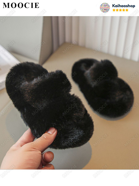 Тапочки Девочки MOOCIE, размер 32, 33 черный Толстая подошва Платформа Без застёжки Зима купить ...