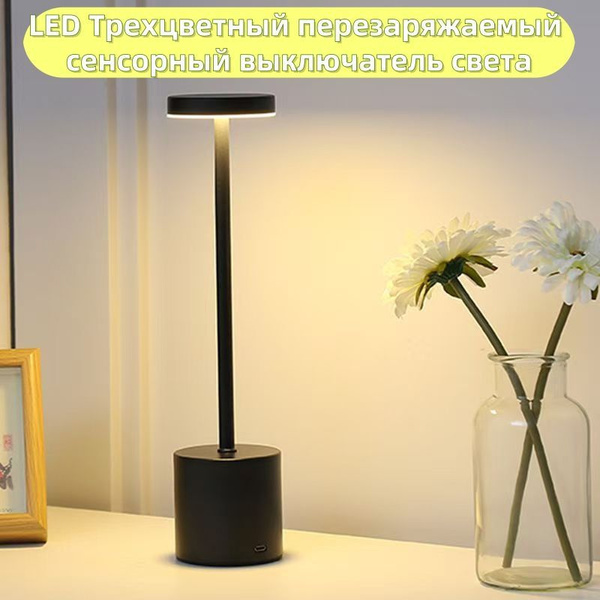Светильник настольный беспроводной декоративный сенсорный 3 цвета ...