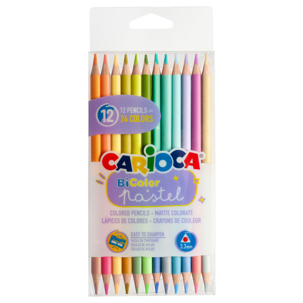 3 шт. Карандаши цветные пастельные двухсторонние Carioca "Bi-Color ...