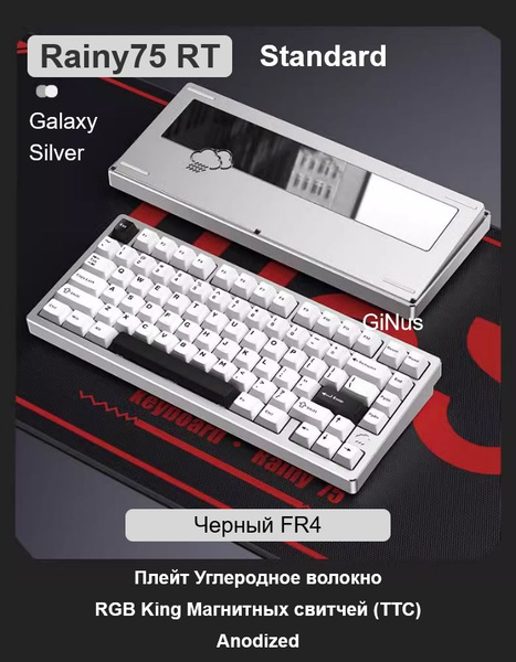 WOB Игровая клавиатура проводная Rainy75 RT Standard, Galaxy Silver, RGB King Магнитных свитчей ...