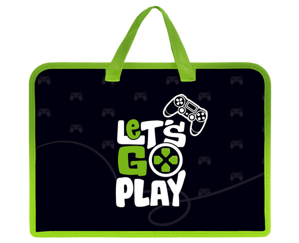 Папка для тетрадей пластиковая Hatber 1 отделение с ручками 245х340х35мм на молнии -LET'S GO ...