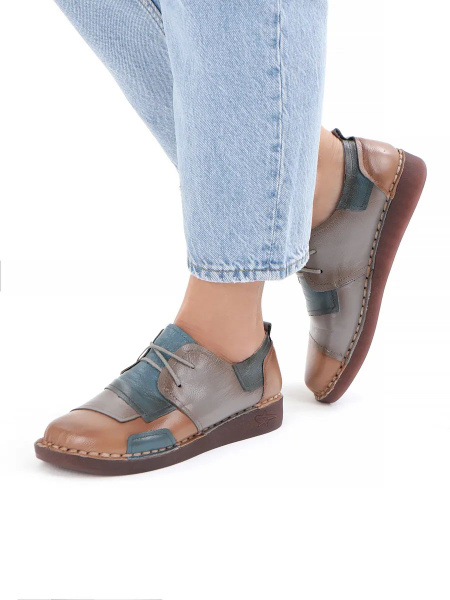 Туфли Женский Covani Натуральная кожа, размер 37 Без каблука 8 слиперы Танцы Россия Шнурки ...