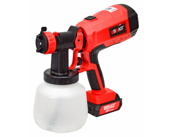 Краскопульт аккумуляторный BRAIT BCSG20-2PU PRO (20 В, Li-ion, З/У 2.4А, АКБ 2.0Ач, бачок 1200 ...