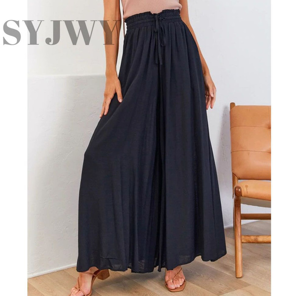 Юбка-шорты Женский SYJYW черный сахара Лавсан прямая, размер 50 Завязки Складки Другое Лето ...