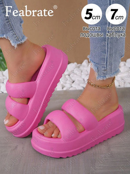 Шлепанцы Женский Feabrate, размер 35 EVA Круглый нос, Толстая подошва R (средняя) Без застёжки ...
