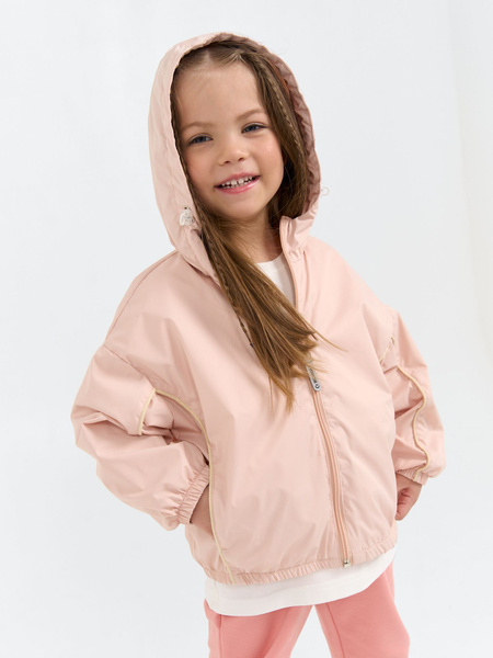 Ветровка Девочки BUNGLY Капюшон, Карманы персиковый капюшон Полиэстер, размер 98 Длинный Лето ...