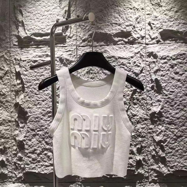 Майка бельевая Женский Miu Miu белый Лавсан Повседневный Значки размер 44 Китай Однотонный