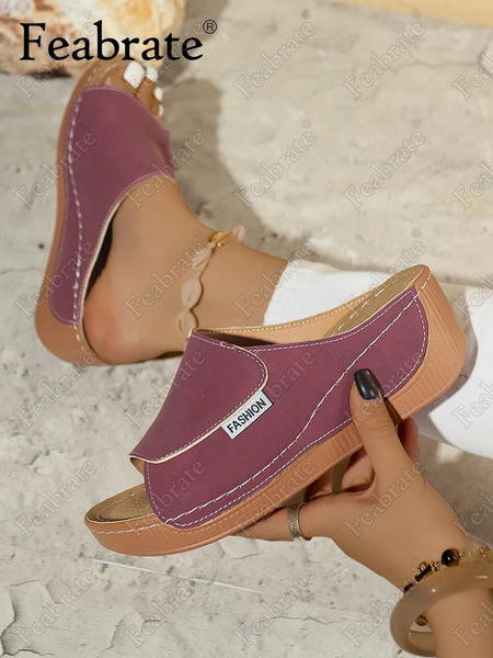 Шлепанцы Женский Feabrate, размер 41 Полиуретан Толстая подошва, Круглый нос R (средняя) Без ...