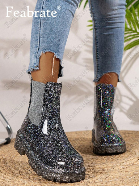 Сапоги резиновые Женский Feabrate R (средняя) черный ПВХ (поливинилхлорид) Без застёжки На любой ...