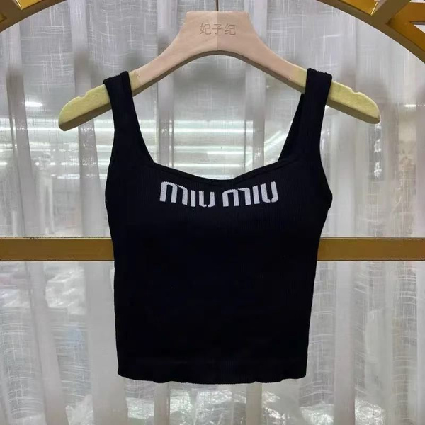 Майка Женский Miu Miu черный размер универсальный Хлопок Повседневный Китай облегающий Надписи