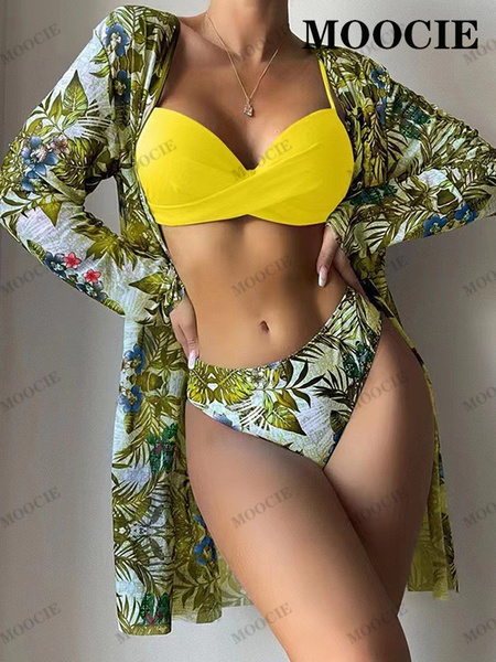 Купальник раздельный Женский MOOCIE желтый Пляжный, размер 46 SUP-серфинг, Аквафитнес Китай ...