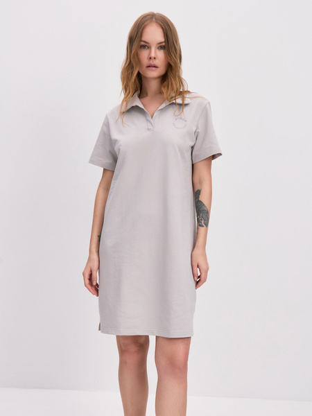 Платье Женский Avese бежевый платье-поло Повседневный Короткий Футер двухнитка, размер 46 прямой ...