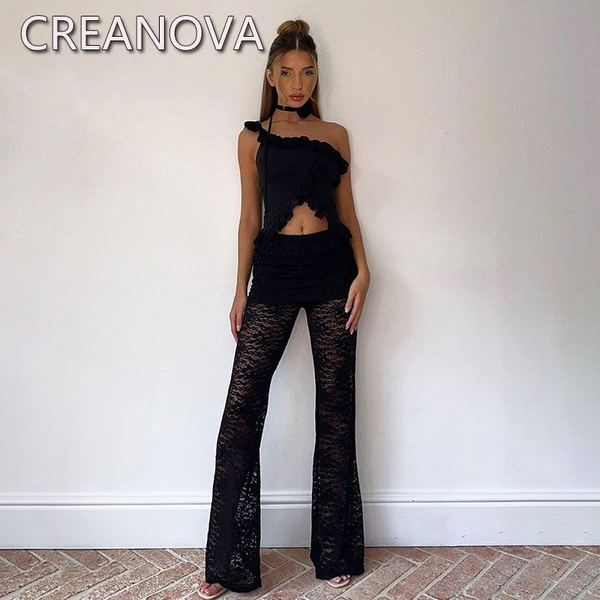 Брюки Женский CREANOVA черный Политекс Вечерний/праздничный, размер 46 Лето Китай Низкая купить ...