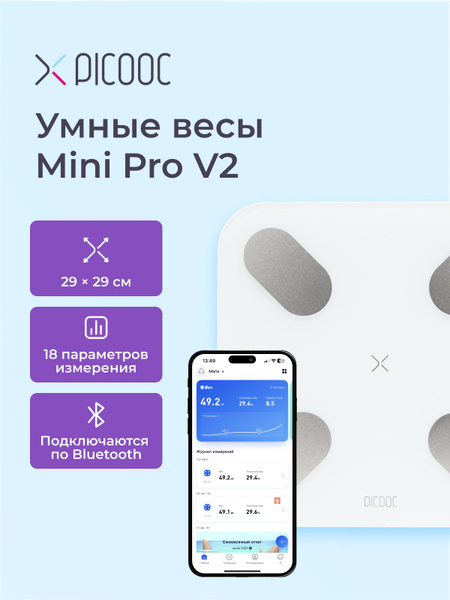 Picooc Напольные весы Mini Pro V2, нагрузка 150 кг, точность 100 г купить на OZON по низкой цене ...